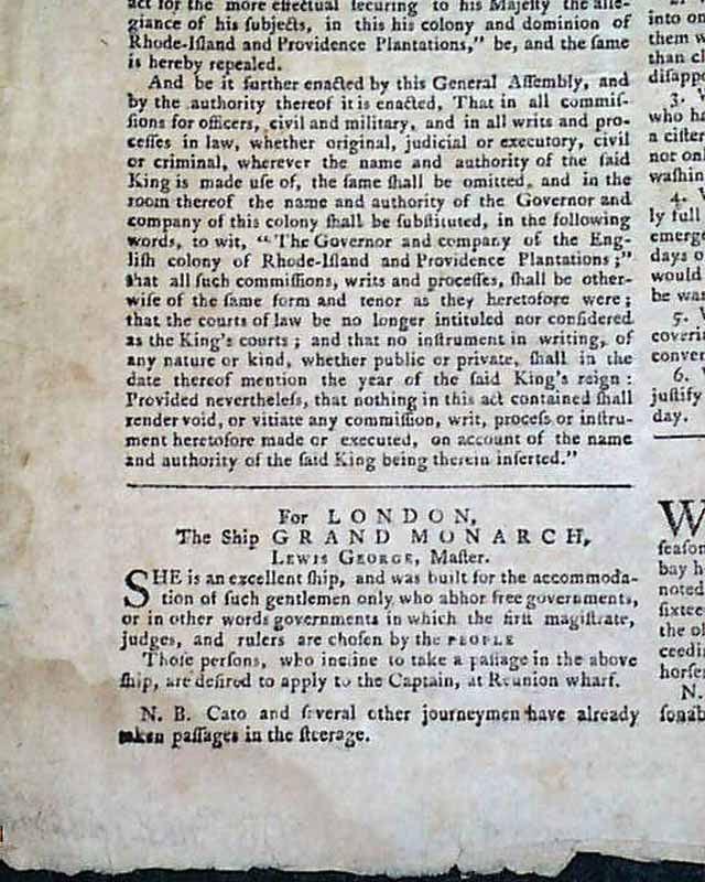 Philadelphia newspaper dated 1776... - RareNewspapers.com