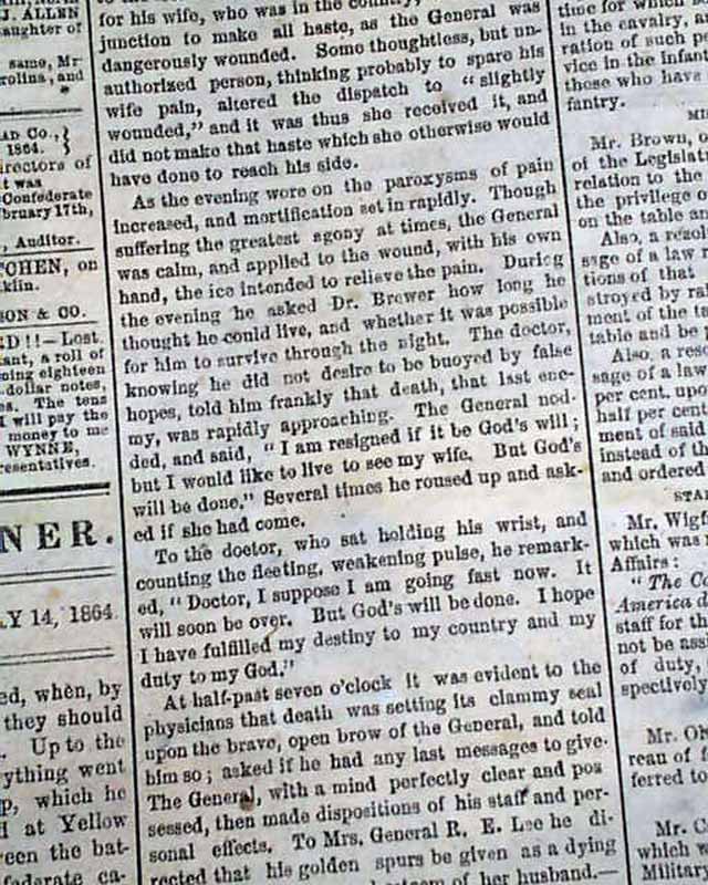 Death & funeral of General J.E.B. Stuart... - RareNewspapers.com