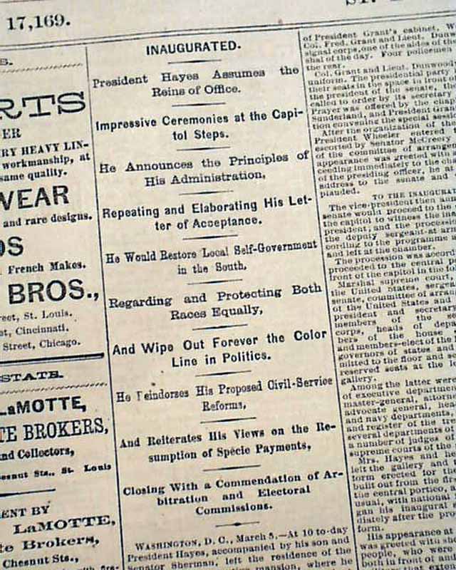 Inauguration of President Rutherford B. Hayes... - RareNewspapers.com