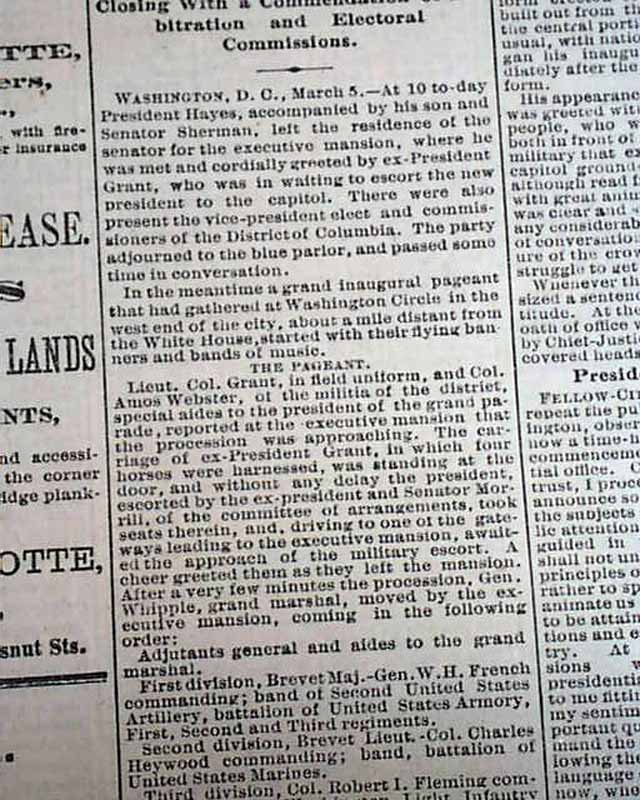 Inauguration of President Rutherford B. Hayes... - RareNewspapers.com