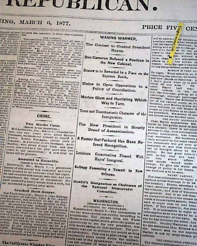 Inauguration of President Rutherford B. Hayes... - RareNewspapers.com