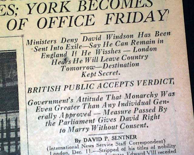 King Edward VIII abdication... - RareNewspapers.com