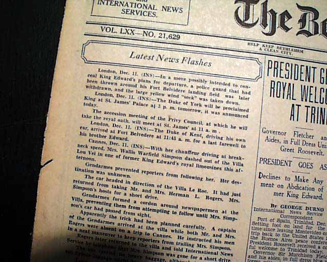 King Edward VIII abdication... - RareNewspapers.com