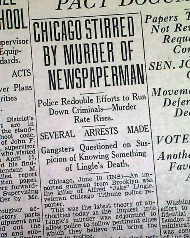 Alfred 'Jake' Lingle assassination... Al Capone ?.... - RareNewspapers.com