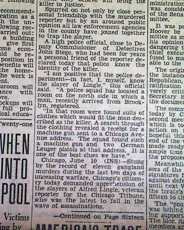 Alfred 'Jake' Lingle assassination... Al Capone ?.... - RareNewspapers.com