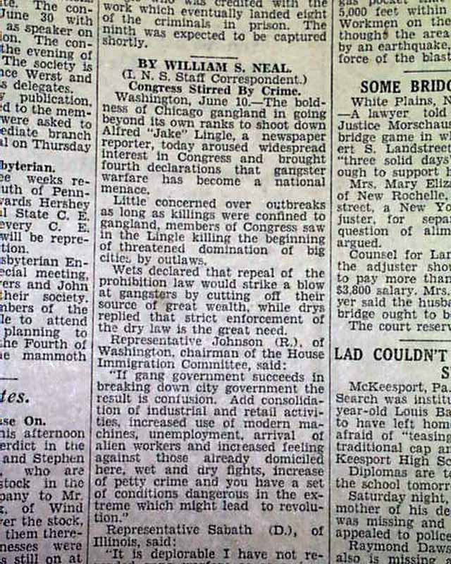 Alfred 'Jake' Lingle assassination... Al Capone ?.... - RareNewspapers.com