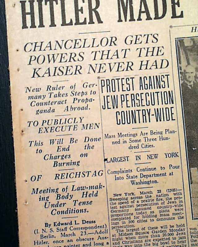 Adolph Hitler becomes dictator in 1933.... - RareNewspapers.com