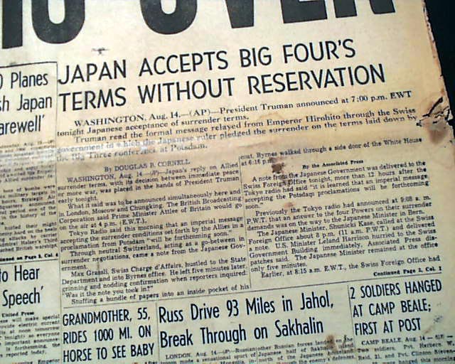 V-J Day... World War II is over... - RareNewspapers.com