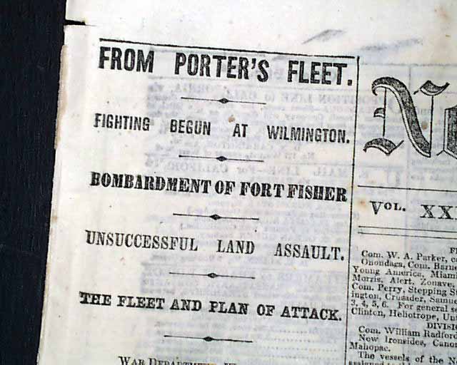 1st Battle of Fort Fisher... - RareNewspapers.com