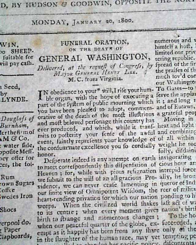 The Lee oration, and so much more on the death of Washington ...