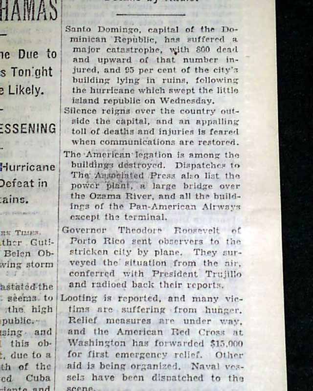 Dominican Republic Hurricane 1930.... - RareNewspapers.com