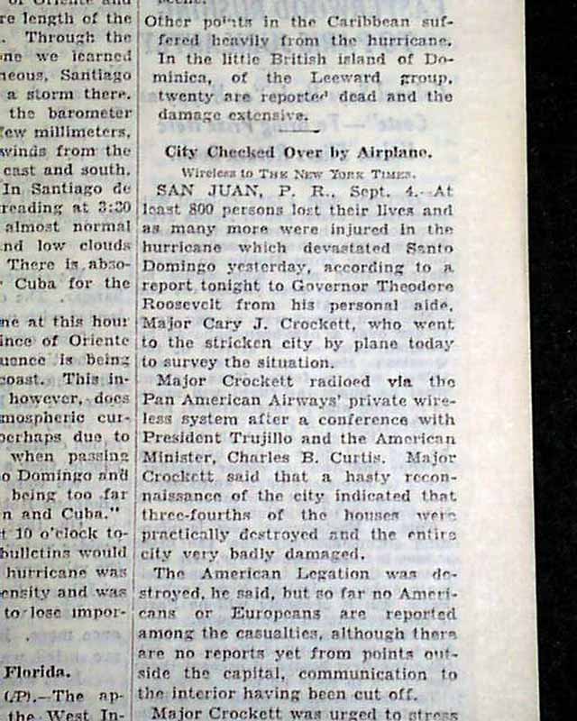 Dominican Republic Hurricane 1930.... - RareNewspapers.com