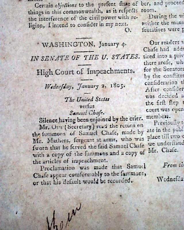 Impeachment trial of Samuel Chase... - RareNewspapers.com