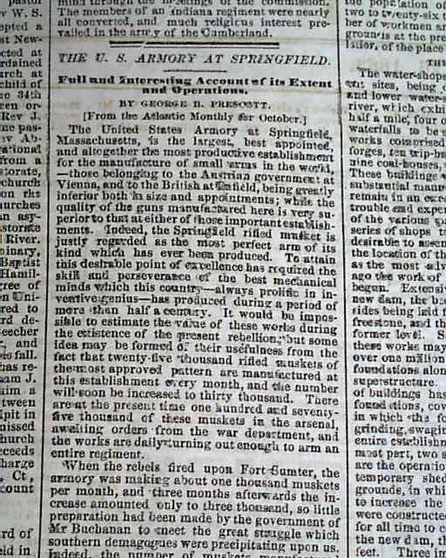 1863 Springfield MA Newspaper.... - RareNewspapers.com