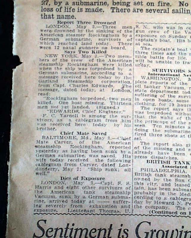 SS Arcadian sunk by German U-Boat... - RareNewspapers.com