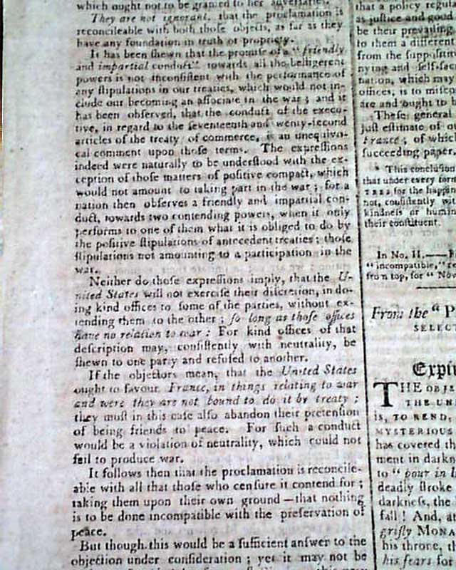 Number IV of the "Pacificus" series by Alexander Hamilton ...
