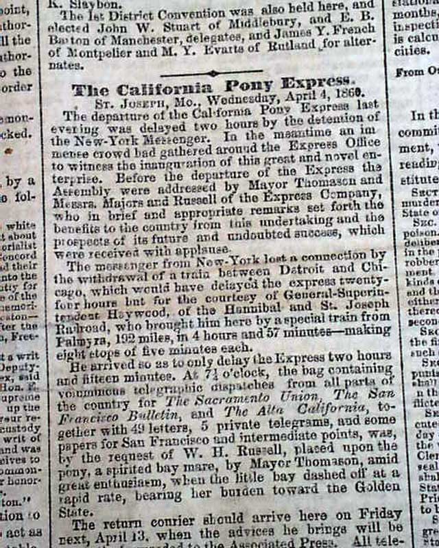 The Pony Express begins... - RareNewspapers.com