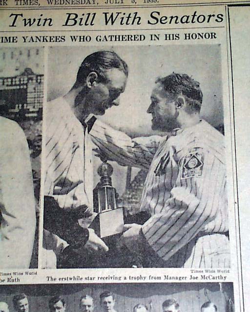 Lou Gehrig's "Luckiest man alive" speech... - RareNewspapers.com