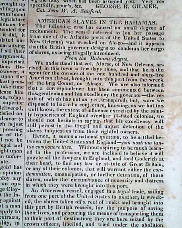 Andrew Jackson... Slaves in the Bahamas... - RareNewspapers.com