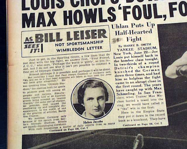 1938 Joe Louis vs. Max Schmeling... Rematch... - RareNewspapers.com