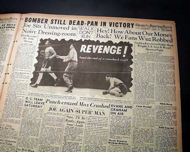 1938 Joe Louis vs. Max Schmeling... Rematch... - RareNewspapers.com
