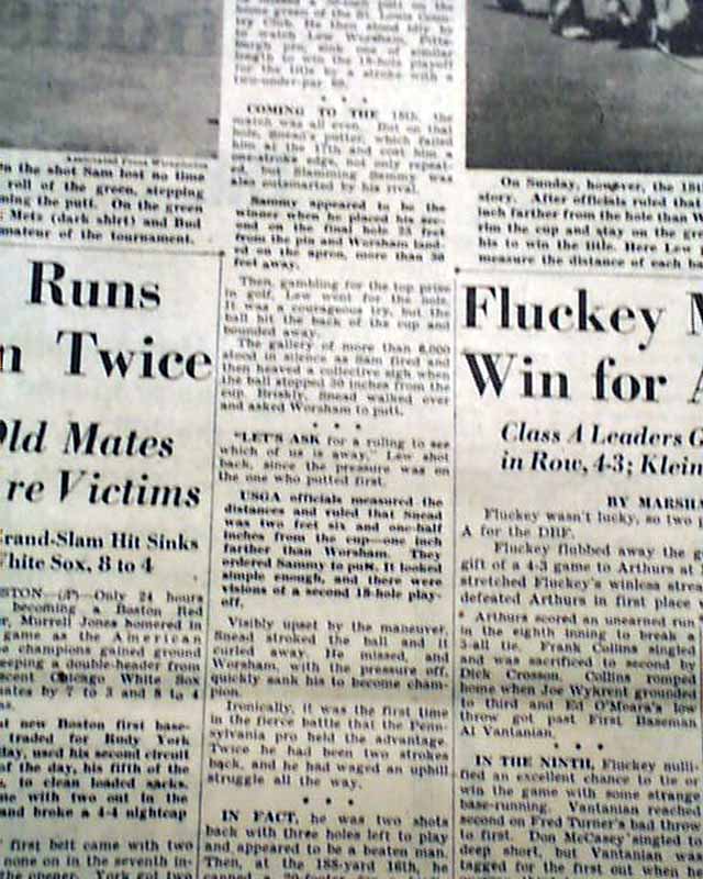 Lew Worsham win 1947 U.S. Open golf championship... - RareNewspapers.com