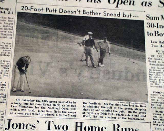 Lew Worsham win 1947 U.S. Open golf championship... - RareNewspapers.com