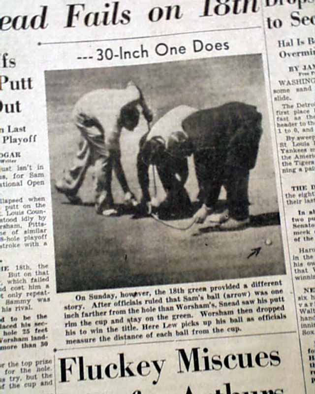 Lew Worsham win 1947 U.S. Open golf championship... - RareNewspapers.com