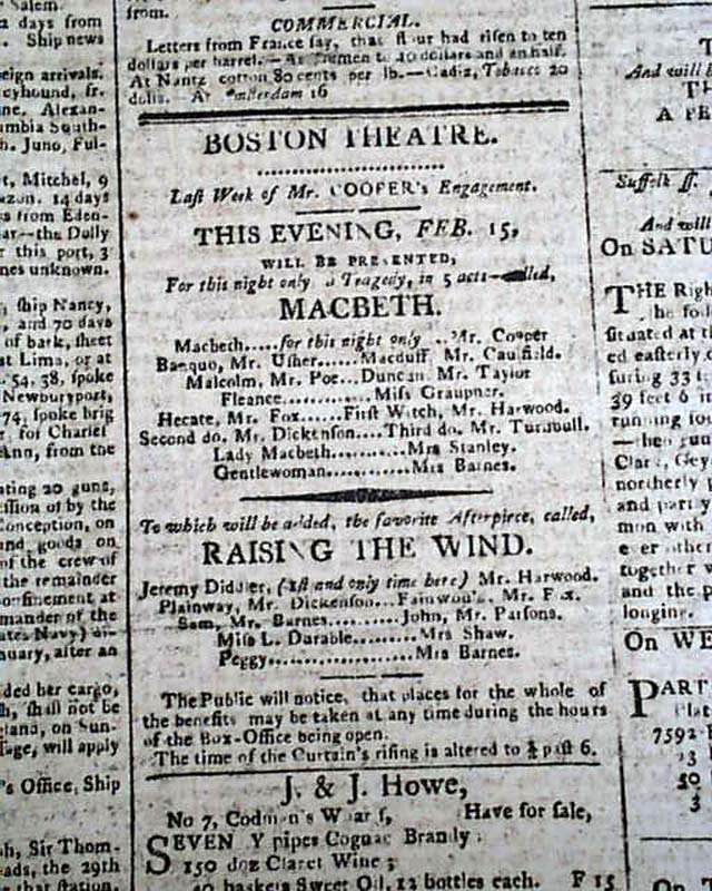 Theatrical ad includes Edgar Allan Poe's father... - RareNewspapers.com
