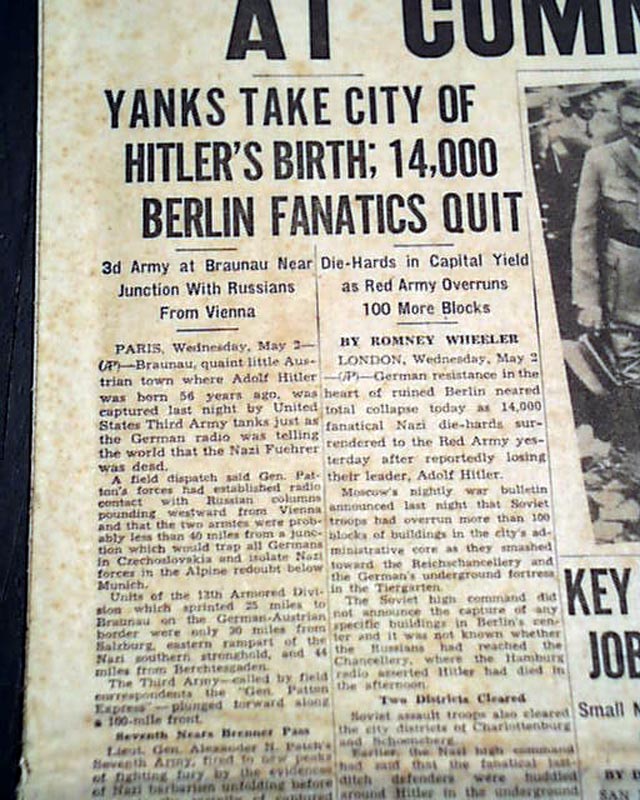 Germans report Hitler is dead... - RareNewspapers.com