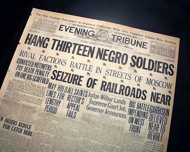 Houston riot of 1917... Negroes hanged... - RareNewspapers.com