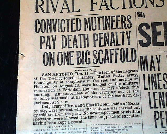 Houston riot of 1917... Negroes hanged... - RareNewspapers.com