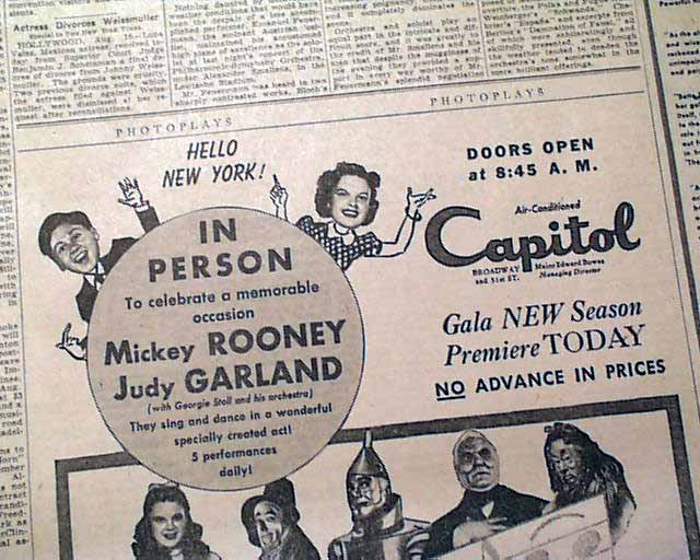 Wizard of Oz debut... opening day... - RareNewspapers.com