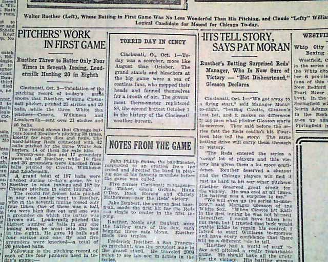 The complete 1919 World Series... Series of the "Black Sox" scandal ...