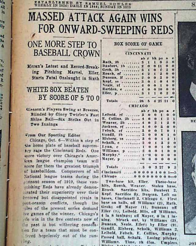 The complete 1919 World Series... Series of the "Black Sox" scandal ...
