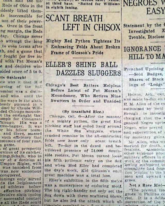 The complete 1919 World Series... Series of the "Black Sox" scandal ...