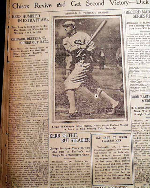 The complete 1919 World Series... Series of the "Black Sox" scandal ...