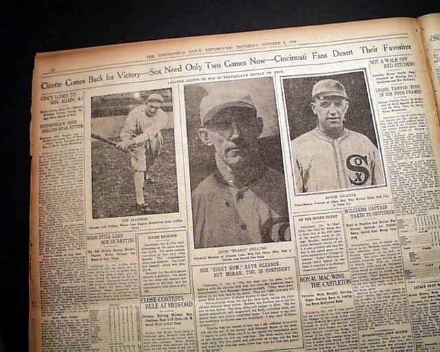 The complete 1919 World Series... Series of the "Black Sox" scandal ...