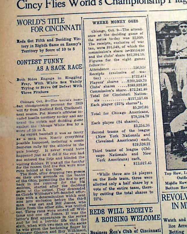 The complete 1919 World Series... Series of the "Black Sox" scandal ...