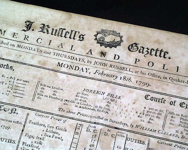 Prices in Boston in 1799... - RareNewspapers.com