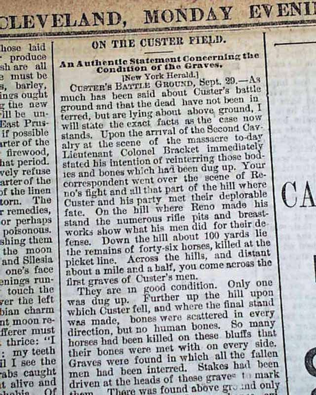 Custer massacre battlefield dead.... - RareNewspapers.com