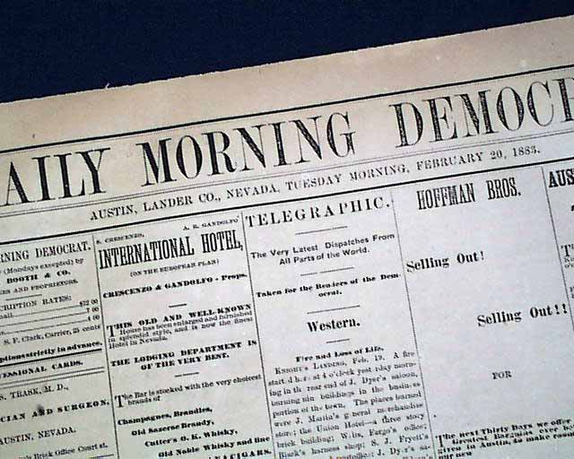 1883 Old West Newspaper From Austin Nevada... - RareNewspapers.com