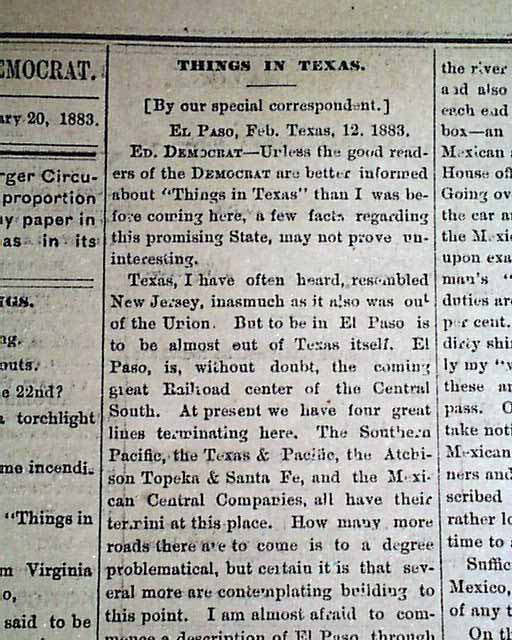 1883 Old West Newspaper From Austin Nevada... - RareNewspapers.com