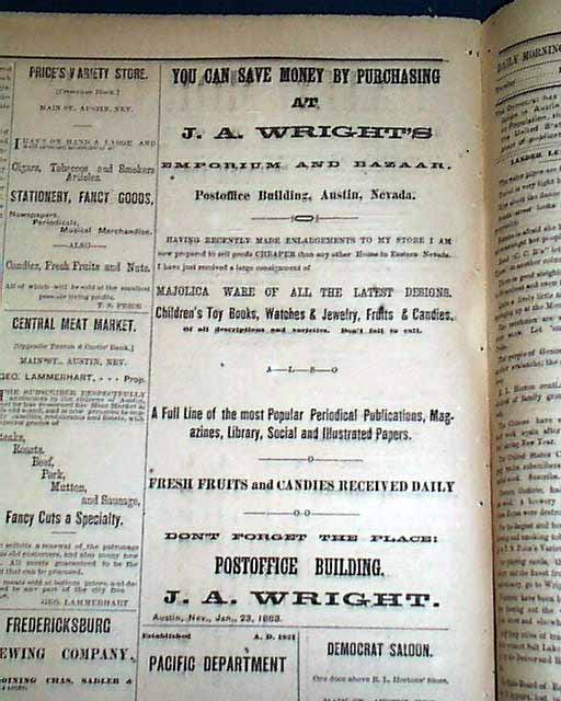 1883 Old West Newspaper From Austin Nevada... - RareNewspapers.com