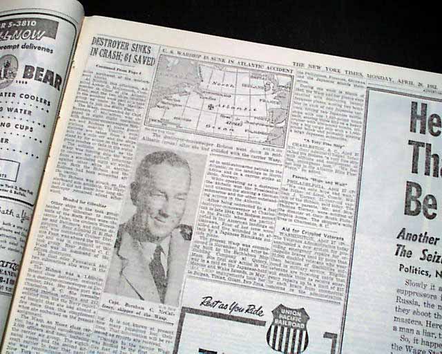 1952 USS Hobson & Wasp disaster.... - RareNewspapers.com