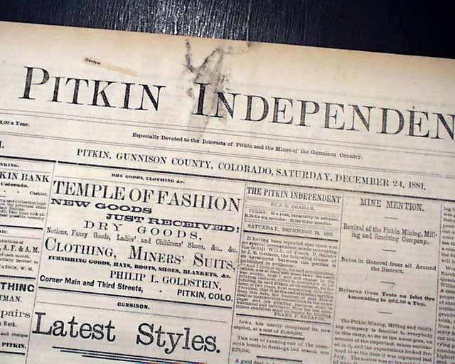 Rare mining camp newspaper from Colorado... - RareNewspapers.com