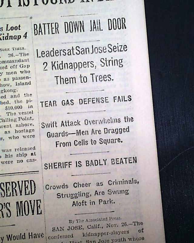 San Jose, California lynchings... Brooke Hart... - RareNewspapers.com