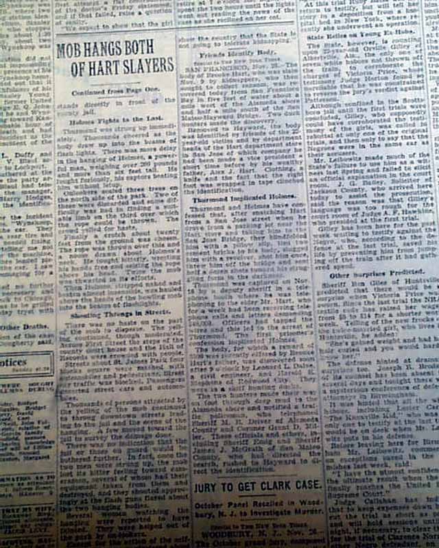 San Jose, California lynchings... Brooke Hart... - RareNewspapers.com