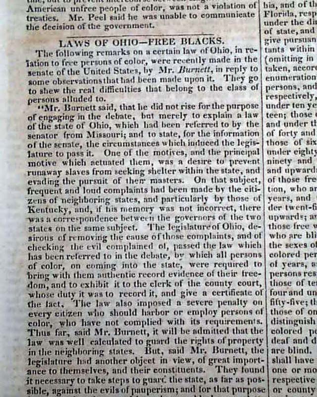 Census to count slaves... Free blacks in Ohio... - RareNewspapers.com