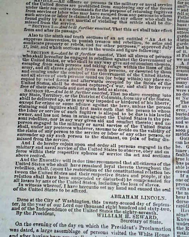 Lincoln's Emancipation Proclamation... Battle of Antietam ...